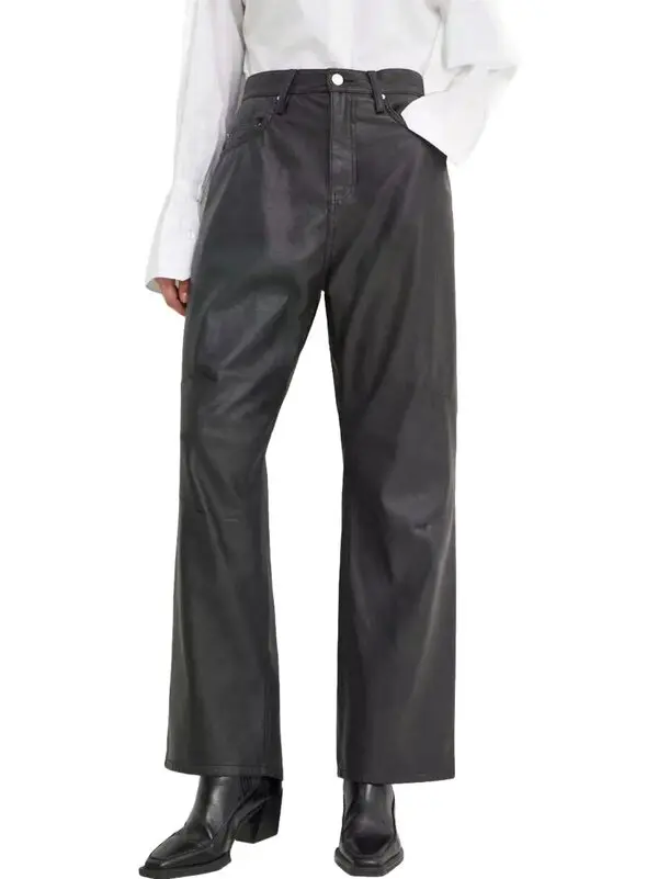 WON HUNDRED Pockets Leather Trousers - Black