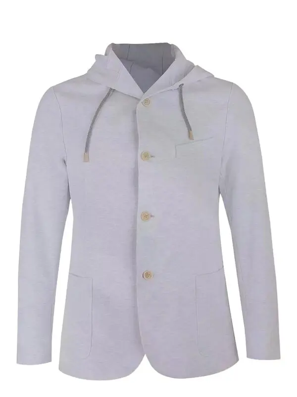 Eleventy Hooded Buttoned Jacket - Grey