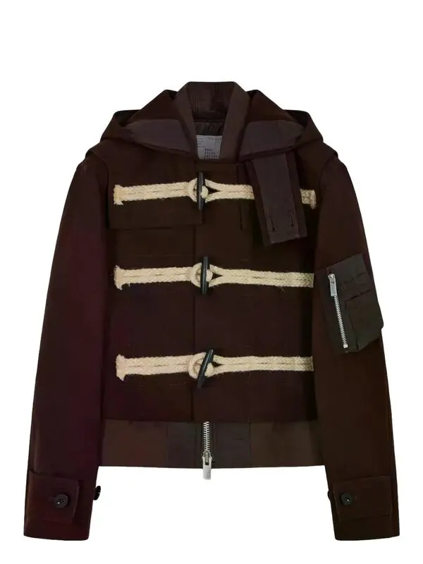 Sacai Toggle-fastening Hooded Jacket - Brown