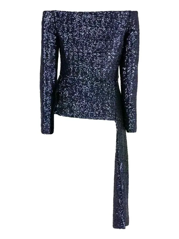 Roland Mouret Sequin-embellished Off-shoulder Top - Blue