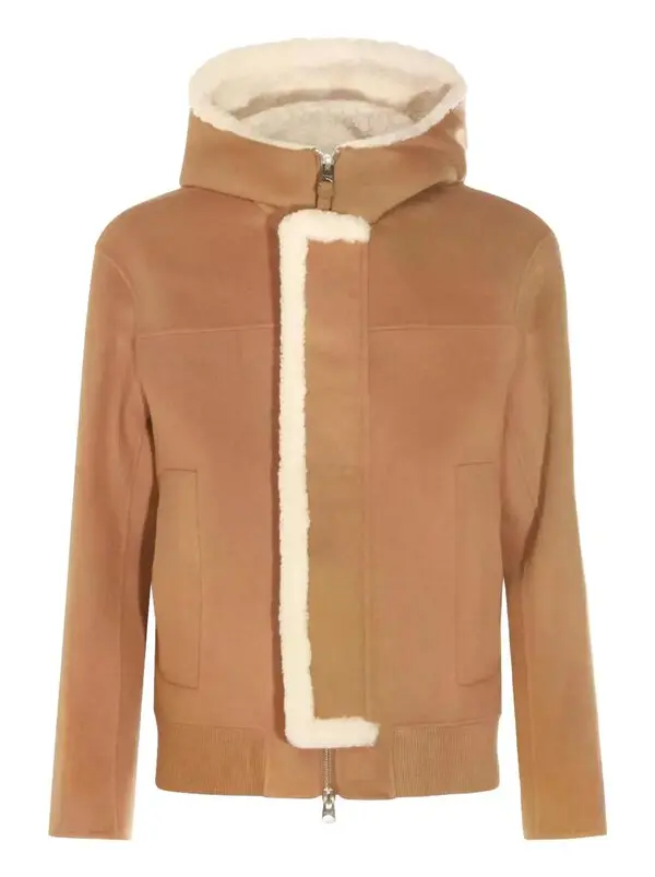 Mackage Hooded Shearling Jacket - Brown