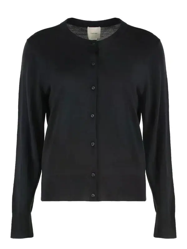 Calvin Klein Buttoned Virgin Wool Cardigan - Black