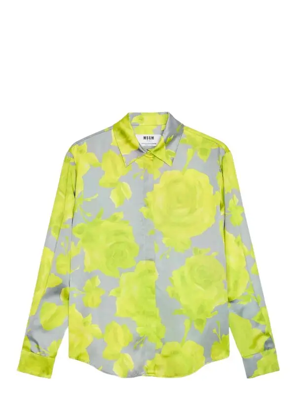 MSGM Floral-detail Shirt - Grey