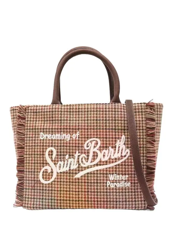 MC2 SAINT BARTH Embroidered Houndstooth Tote Bag - Brown