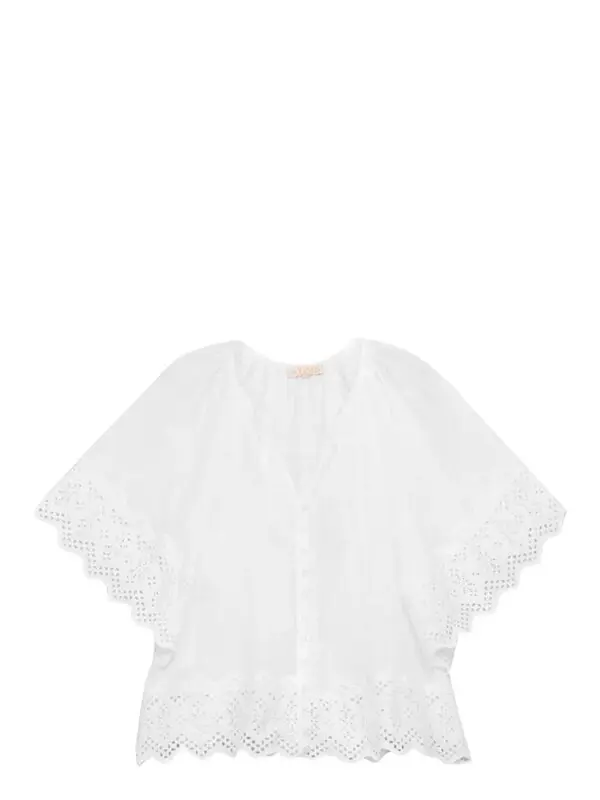 ByTiMo Slub Eyelet-trimmed Blouse - White