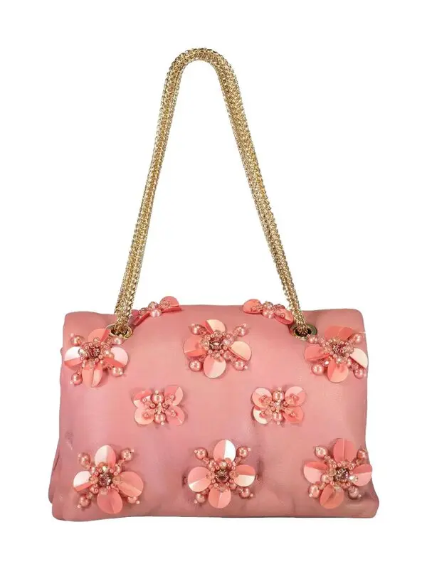 Giambattista Valli Flower-embellished Chain Shoulder Bag - Pink