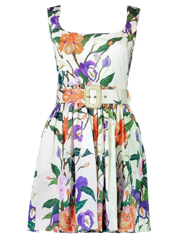 Borgo De Nor Muna Floral-print Belted Dress - White