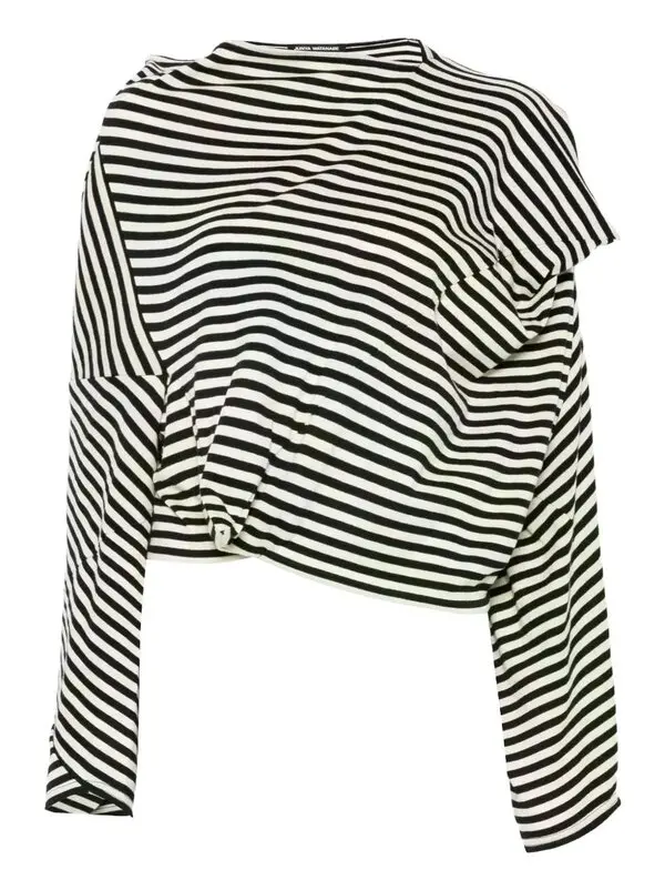Junya Watanabe Striped Knot-detail Blouse - Black