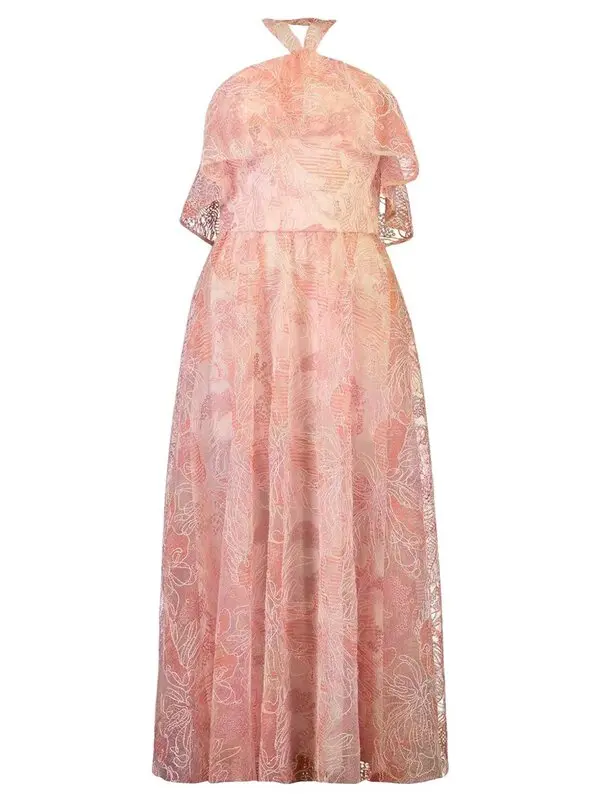 Monique Lhuillier Floral-embellished Maxi Dress - Pink