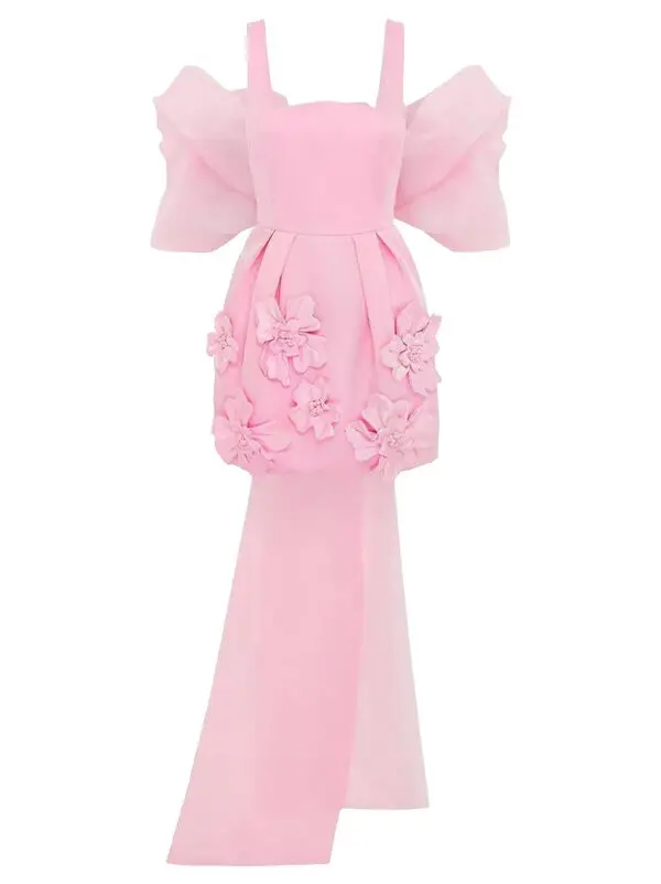 LEO LIN Floral-applique Bow Dress - Pink