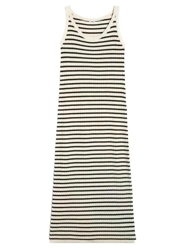 Aspesi Striped Ribbed Maxi Dress - Black