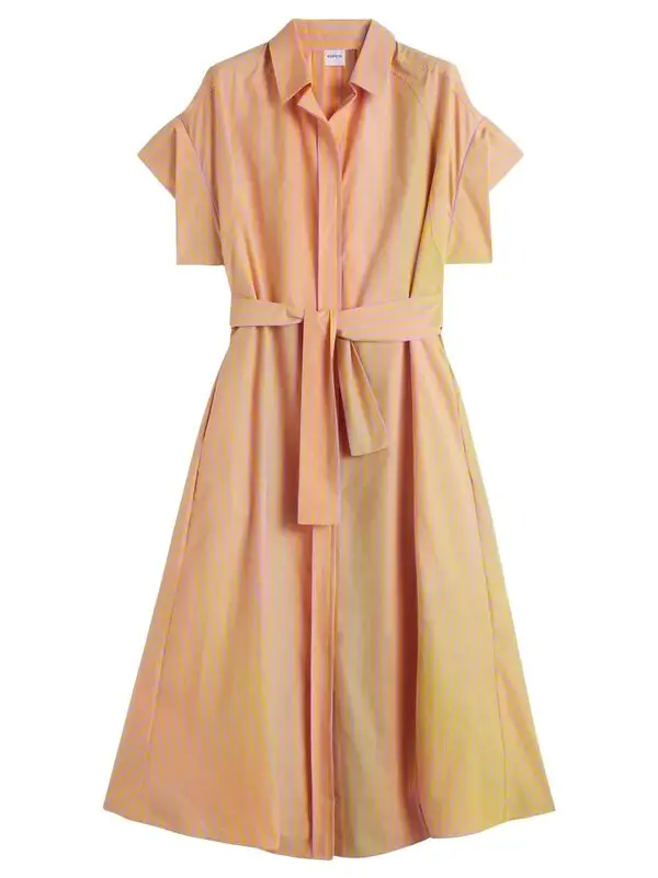 Aspesi Pinstripe Cotton Shirtdress - Orange