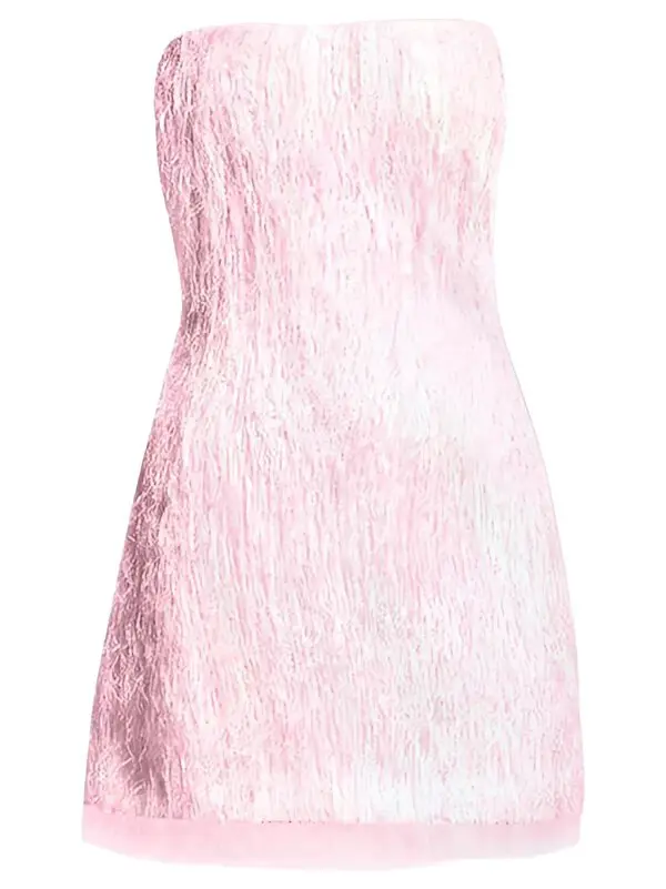 Rachel Gilbert Strapless Fringe Mini Dress - Pink