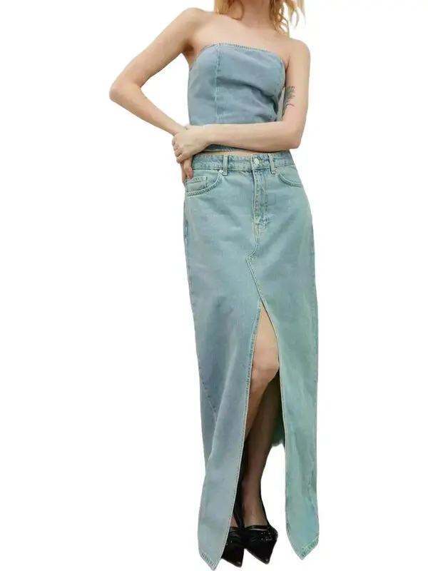 WON HUNDRED Belt-loop Maxi Skirt - Blue