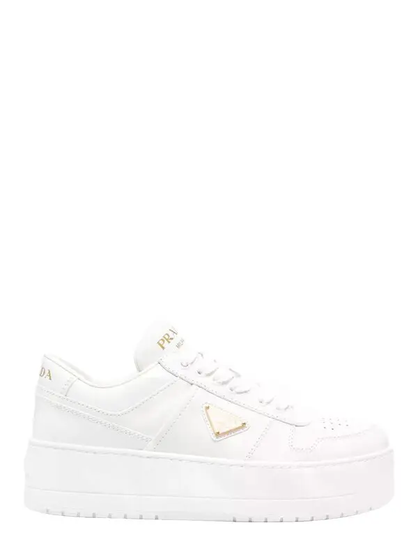 Prada Downtown Platform Leather Sneakers - White