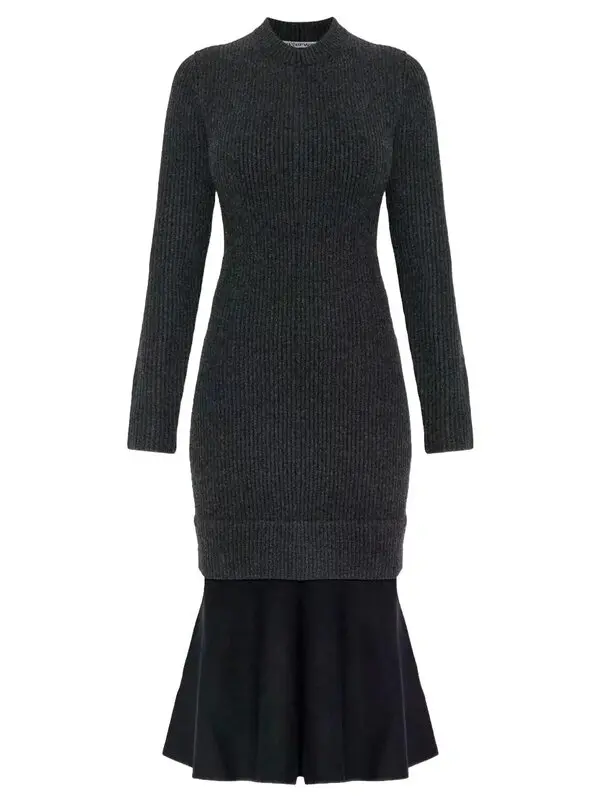 Alexander Wang Ribbed Long-sleeve Midi Dress - Grey