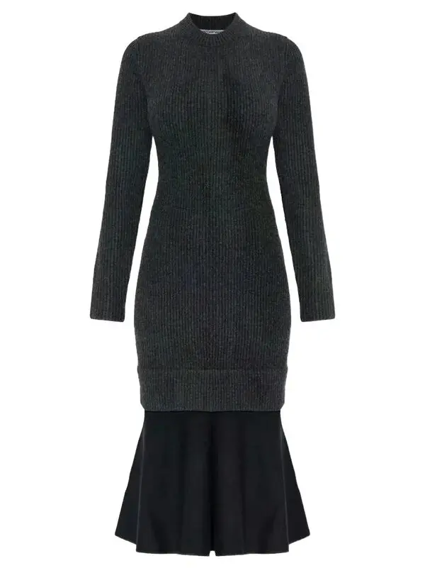 Alexander Wang Ribbed Long-sleeve Midi Dress - Grey