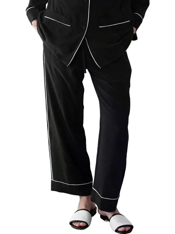 Valentino Garavani Elastic-waistband Piped Trousers - Black
