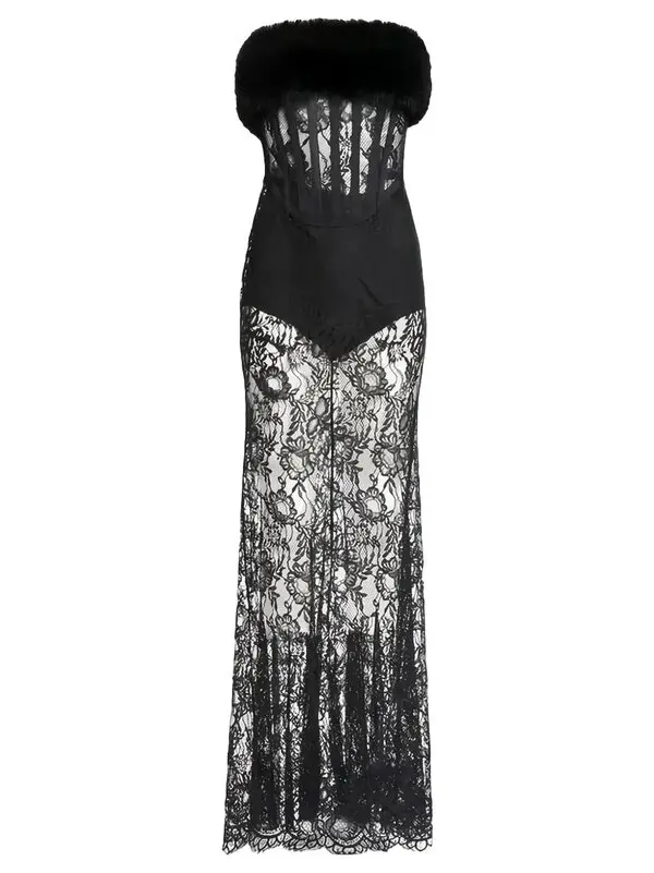 Elie Saab Lace Maxi Dress - Black