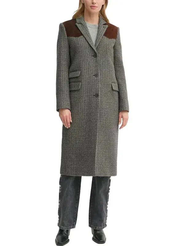 The Kooples Houndstooth Single-breasted Coat - Grey