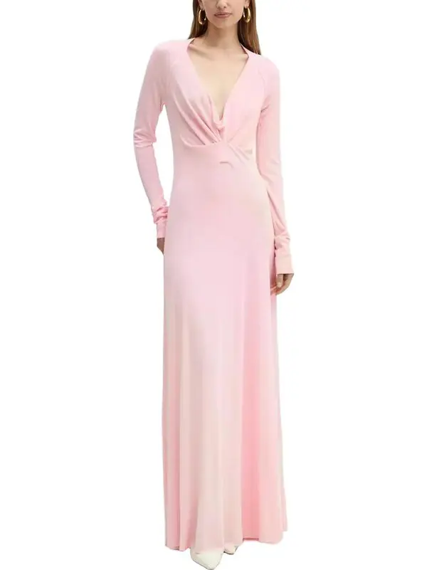Victoria Beckham Long-sleeve Twisted Maxi Dress - Pink