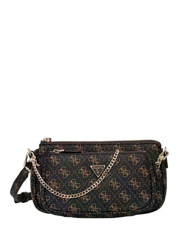 Guess Monogram Chain Cross-body Bag - Brown
