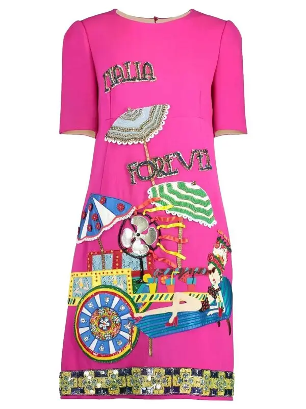 Dolce & Gabbana Embellished A-line Mini Dress - Pink