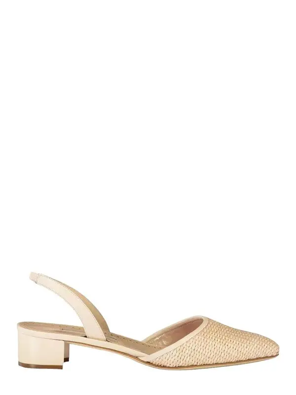 Manolo Blahnik 30mm Raffro Samba Tondo Woven Slingback Pumps - Neutrals