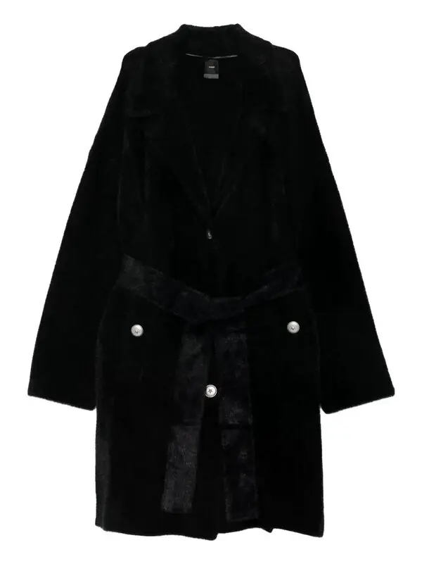 Pinko Belted Buttoned Coat - Black