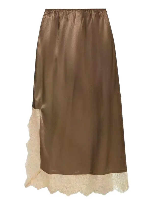 Munthe Ravn Lace-trim Midi Skirt - Brown