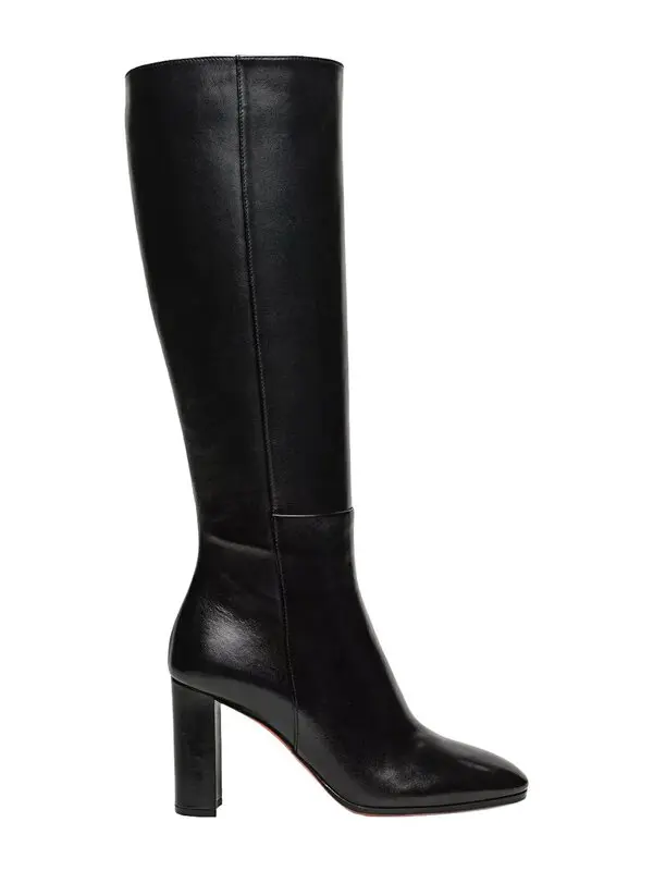 Santoni 85mm Leather High-heel Boots - Black
