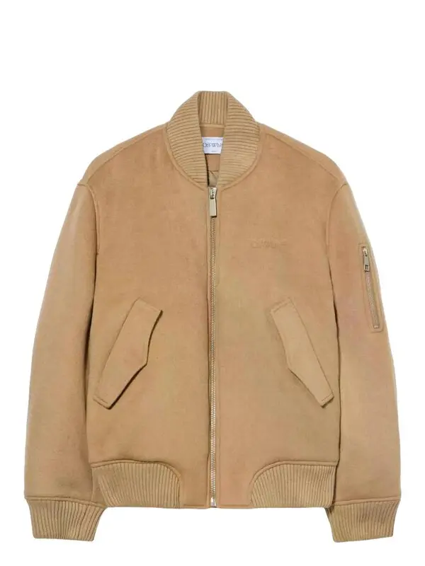 Off-White Quote Bomber Jacket - Brown
