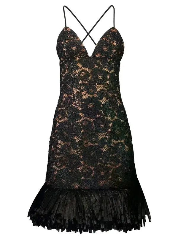 Michael Kors Floral-embroidered Mini Dress - Black