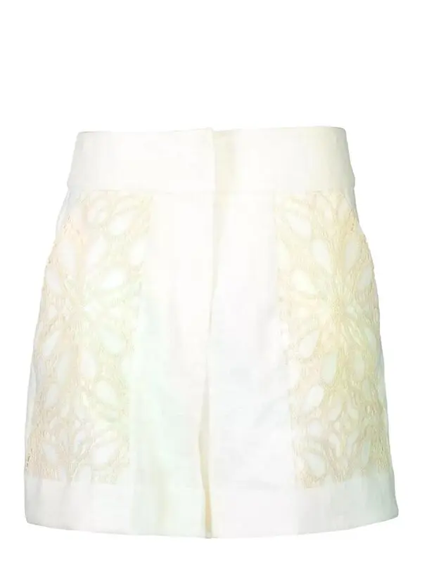 JBQ Lace-panelled Linen Shorts - White
