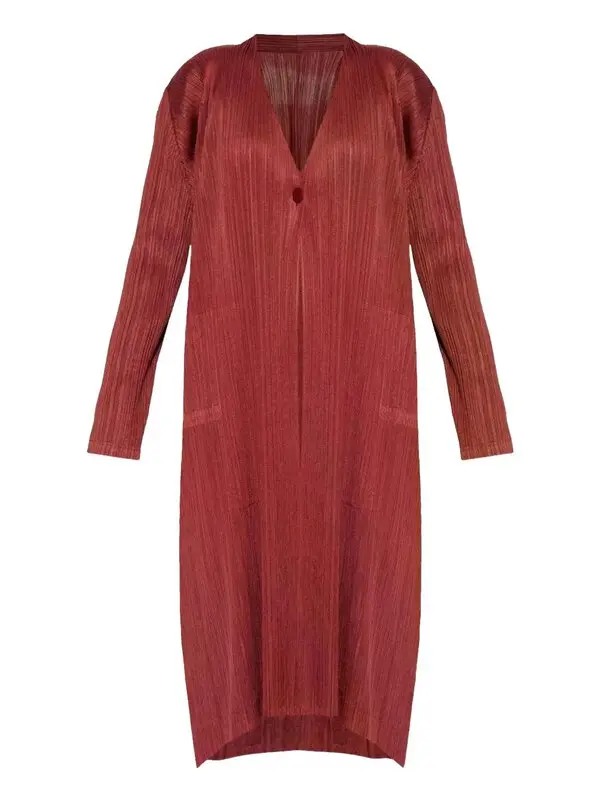Issey Miyake Monthly Colors: October Pleated-button Coat - Red