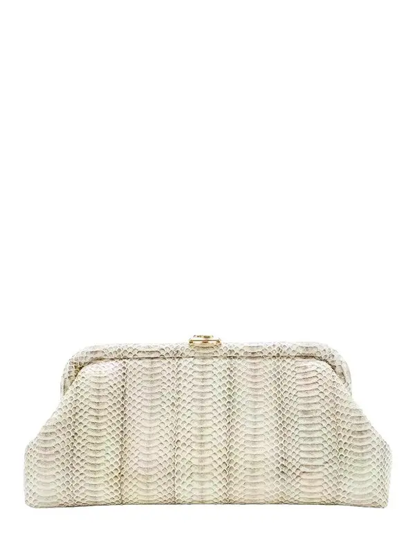 JIMMY CHOO Skylar Snakeskin-effect Clasp Clutch Bag - Neutrals