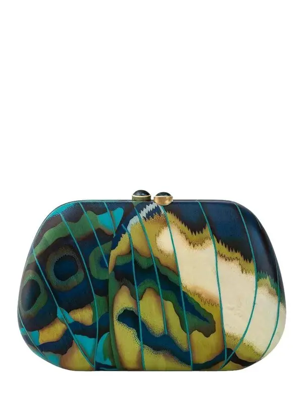 SILVIA FURMANOVICH Butterfly Marquetry Clutch Bag - Neutrals