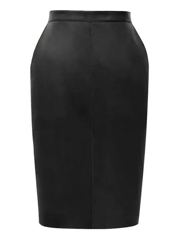 Saint Laurent Cassandre Leather Pencil Skirt - Black