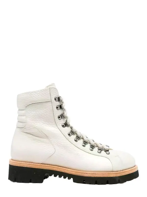 Eleventy Lace-up Leather Boots - White