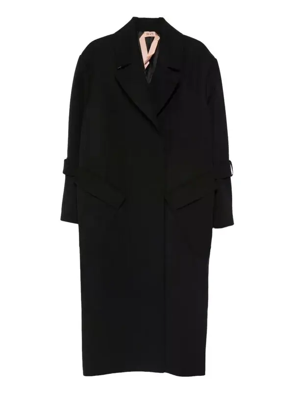 N°21 Single-breasted Coat - Black