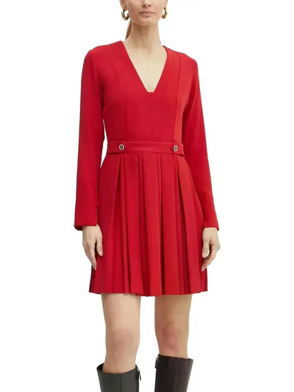 TWINSET Pleated Appliqué Mini Dress - Red