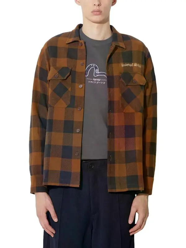 Universal Works Checked Pocket Shirt - Brown