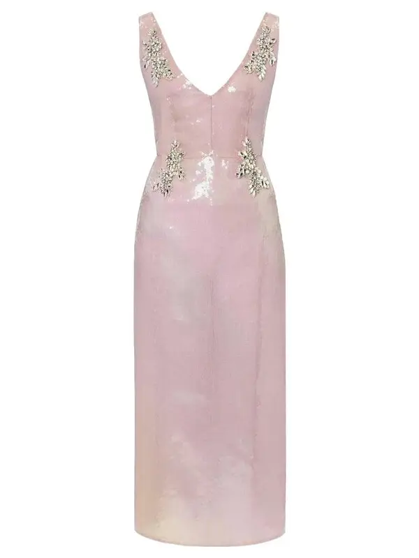 Erdem Sequin-embellished V-neck Dress - Pink
