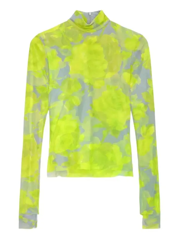 MSGM Floral-print Top - Yellow