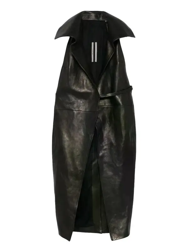 Rick Owens Dracucollar Leather Coat - Black