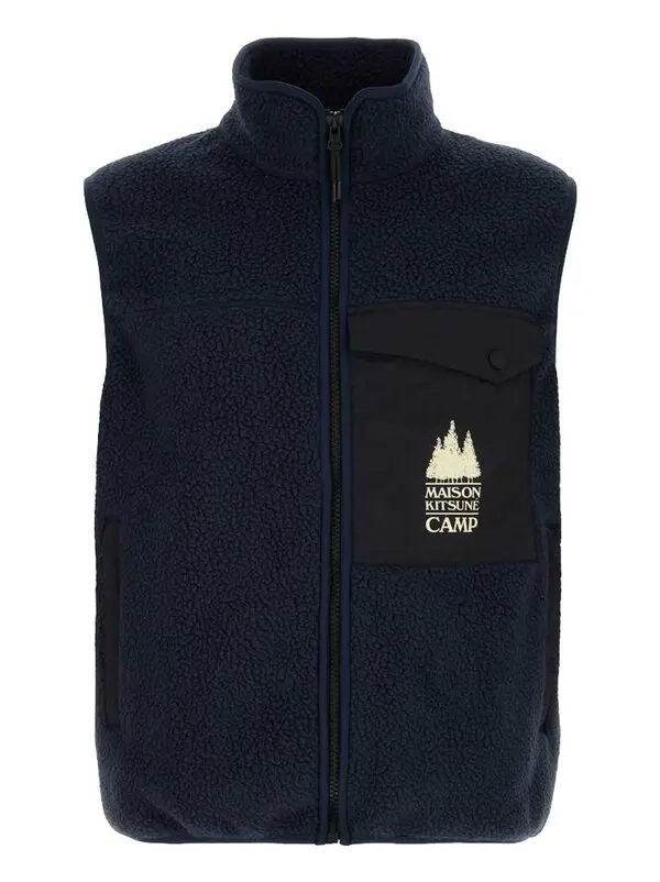 Maison Kitsuné Fleece Sleeveless Jacket - Blue
