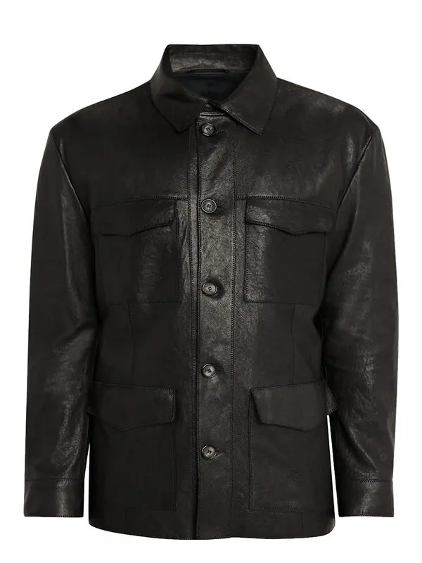 Giorgio Armani Nappa Leather Safari Jacket - Black