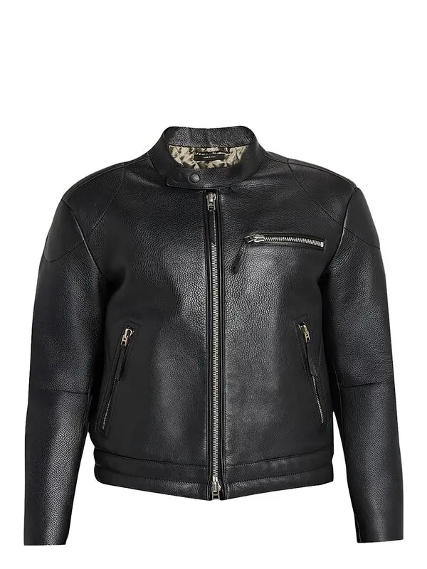 TOM FORD Pebbled Leather Biker Jacket - Black
