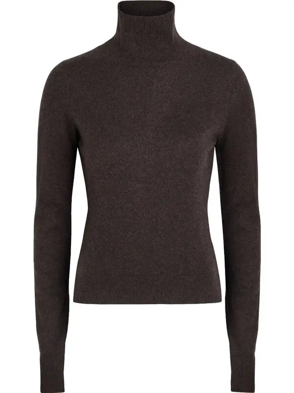 REFORMATION Jett Turtleneck Cashmere Top - Dark Brown