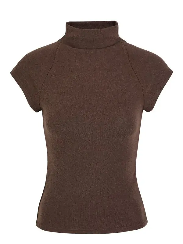 REFORMATION Pien Knit Top - Dark Brown